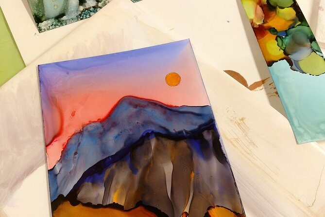 Alcohol Ink Landscape Art Class in Estes Park - Creating Art That You Can Keep