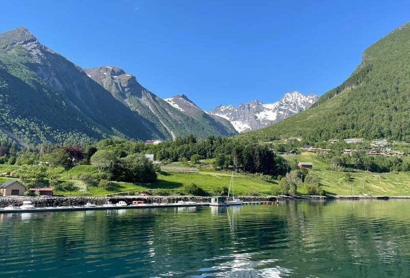 All About the Fjords, in one tour by bus & boat from Ålesund - Hellesylt Village and the Waterfall