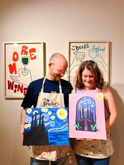 Barcelona: Create your own souvenir! Wine, Paint and Music! - The Sum Up