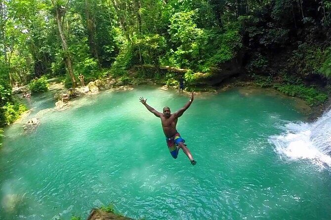 Blue Hole Waterfall & Bamboo Rafting Tour Ocho Rios-Transfer Only - Key Points