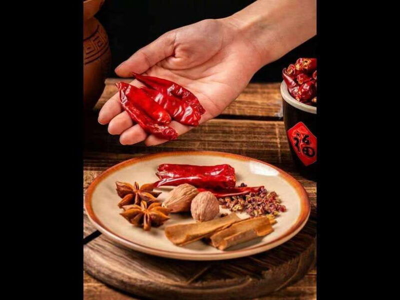 Chengdu Sichuan Cuisine Cooking Class and Savor Local Snacks - Raw Material Display and Traditional Food Tools