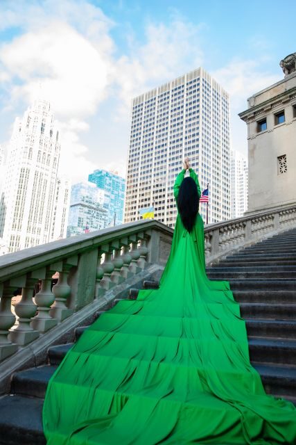 Chicago Luxury Flying Dress Photoshoot - An Artistic Spin on Chicago Sightseeing
