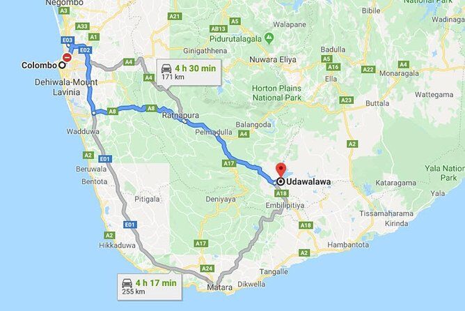 Colombo City to Udawalawe City Private Transfer - Key Points