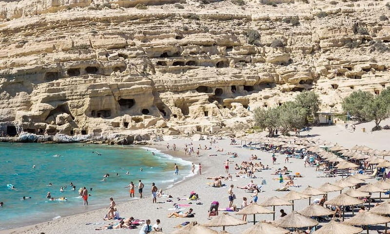 Day trip to Matala Hippie Beach & Gortyn Archaeological Site - Transportation, Duration, and Group Experience