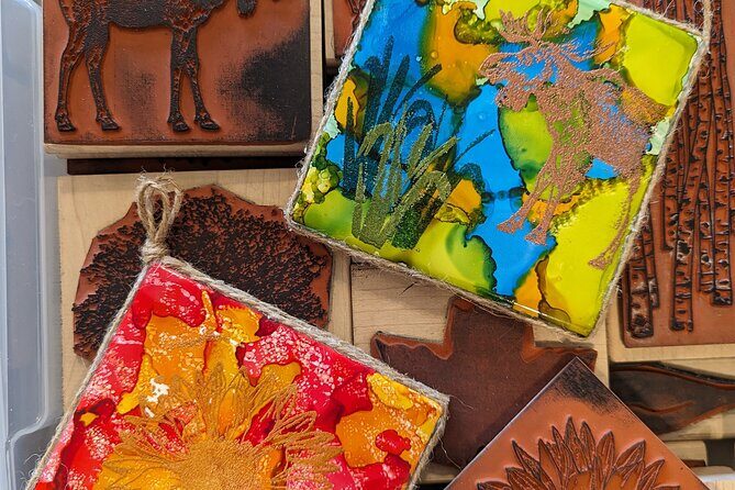Embossed Alcohol Ink Tile in Estes Park - Group Size and Accessibility