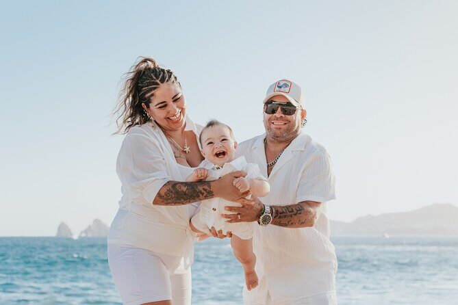 Family photo shoot on beach monuments - A Fun and Authentic Family Photo Experience on Cabo’s Beaches