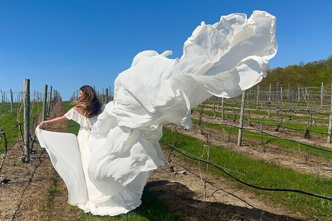 Flying Dress Photo Shoot in Traverse City - The View and Experience of the Scenery