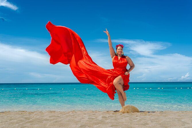 Flying Dress Photoshoot at Doctors Cave Beach Montego Bay Jamaica - Key Points