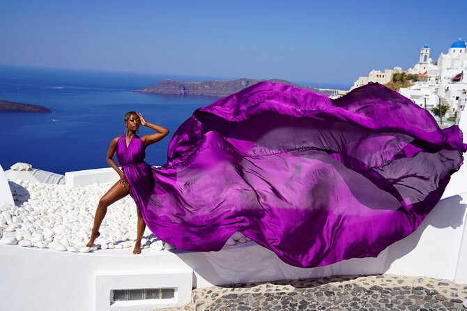 Flying Dress Photoshoot in Oia Private entry to Blue Dome - The Experience in Detail: What You Can Expect