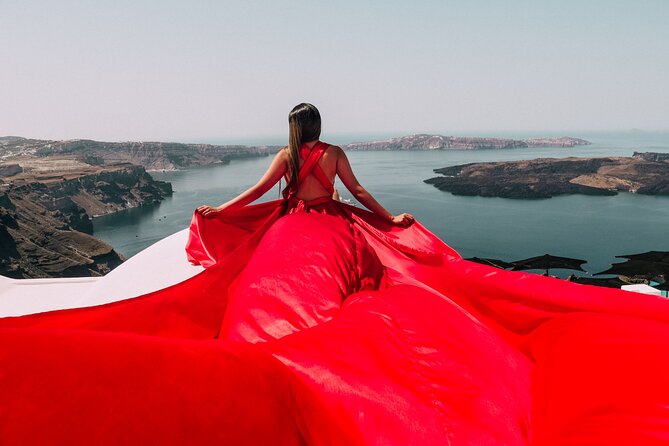 Flying Dress Photoshoot in Santorini With Hotel Pickup - Timely Delivery of Photos