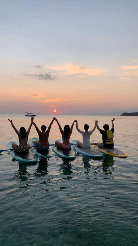 gili sunrise Stand-up paddle boarding or kayaking (droneshot - Key Points
