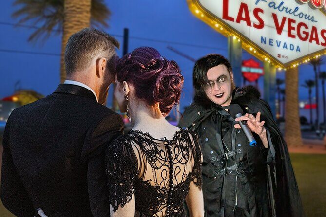 Goth Wedding or Vow Renewal at Vegas Sign with Props and Photos - References