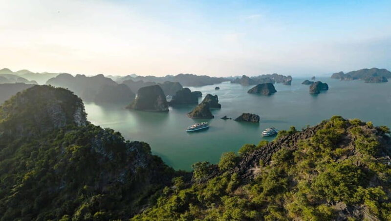 Hanoi: Halong & Lan Ha Bay Cruise with Limousine Transfer - Moving to Lan Ha Bay: Quiet Waters and Active Fun