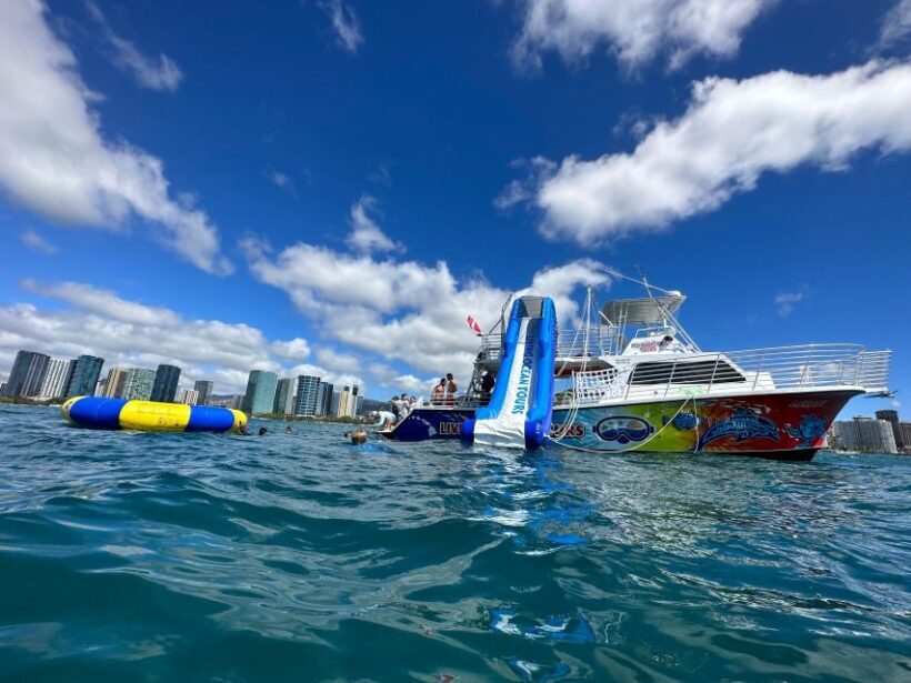 Honolulu: Deluxe Waikiki Snorkel and Wildlife Cruise - The Waterslide and Water Trampoline