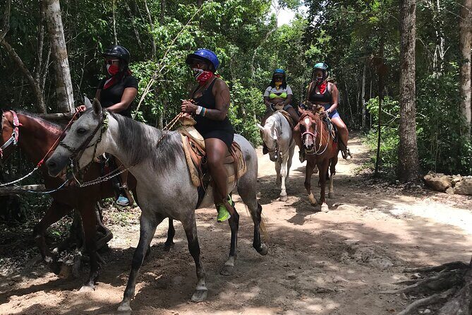 Horseback riding with ATV, zip lines and cenote, lunch and transfer - Horseback Riding: A Serene Interlude