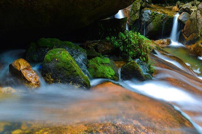 hot summer water fall &spring water river rubber boat drifting adventure. - The Waterfall and Swimming Experience