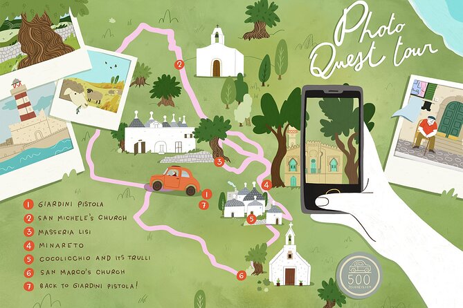 In Valle d'Itria on a vintage Fiat 500. Photo Quest Tour - The Sum Up