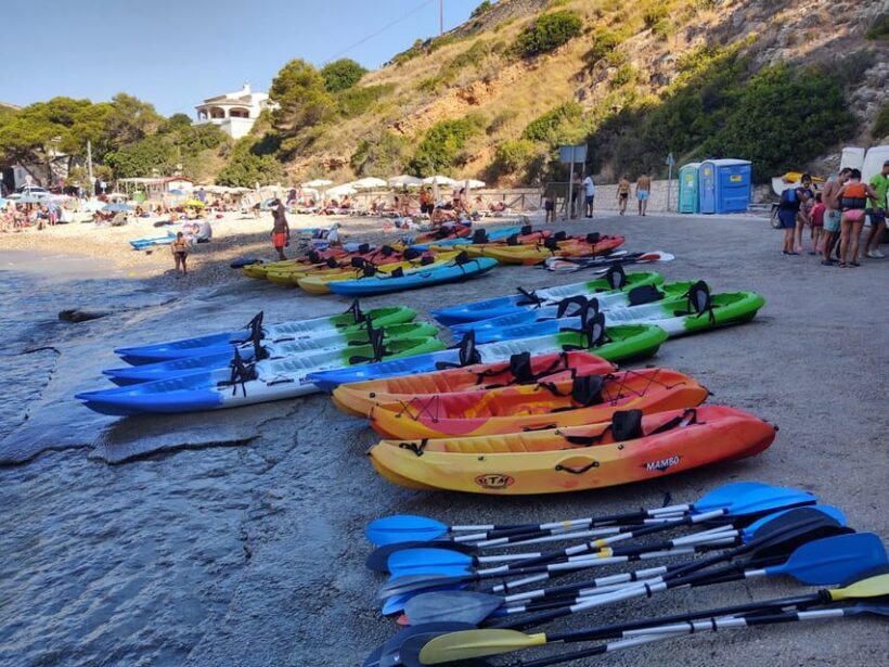 kayak route in granadella javea cave llop marí,cala en caló - Key Points