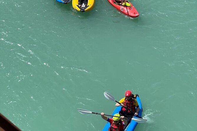 Kayaking in Vjosa River,Albania Kayak Permet,Gjirokaster (ARG) - Admiring the "Blue Eye" Turquoise Gorge