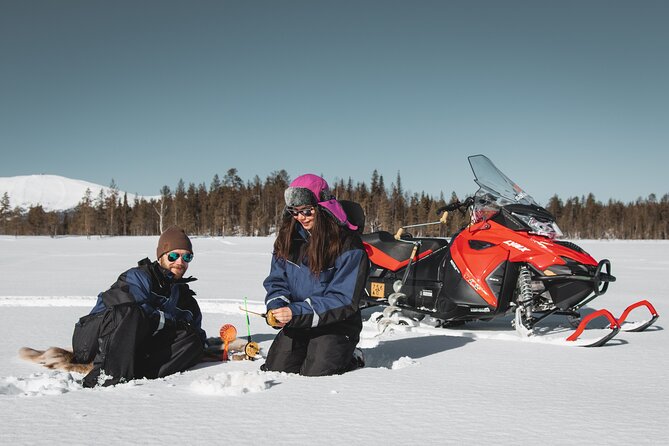 Lappish Lunch Break -Snowmobiling, Ice Fishing and Tasty Food - Learning the Art of Ice Fishing