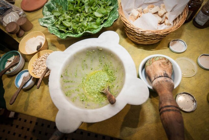 Manarola: Pesto Making Class with Tasting and Wine - The Making: Crafting Pesto by Hand