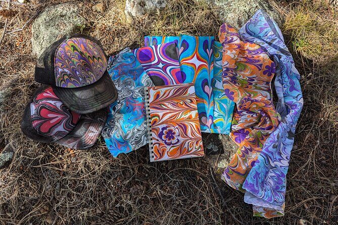 Marbled Silk Scarf, Trucker Hat, Sketchbook or 4 Pieces of Paper - What to Expect on the Day