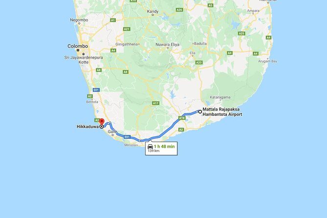 Mattala (HRI) Airport to Hikkaduwa City Private Transfer - Booking and Cancellation