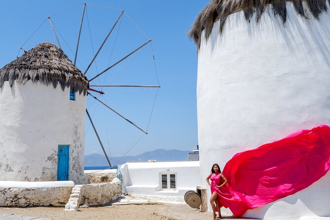 Mykonos Flying Dress Photoshoot - Capturing the Ethereal Moments in Mykonos