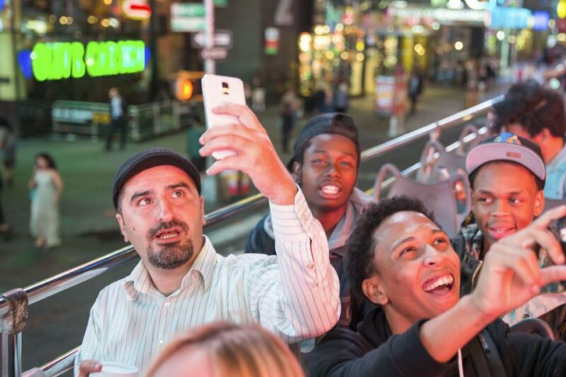 NYC: Sightseeing Night Tour by Open-Top Bus with Live Guide - Key Points