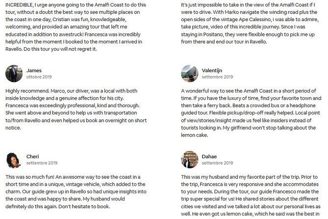 Official Ape Dolce Vita Tour - Amalfi Coast - Meeting Point and End Point