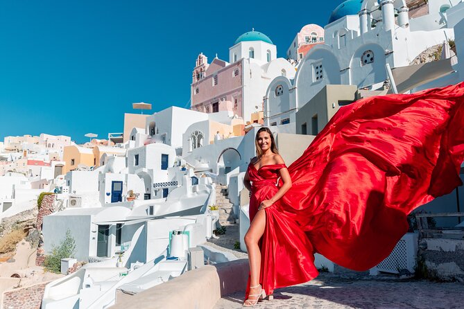 Photoshoot in Flying Dresses in Santorini  - Photographers Commitment to Quality
