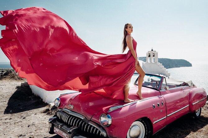 Private Flying Dress Photoshoot in Santorini - Key Points