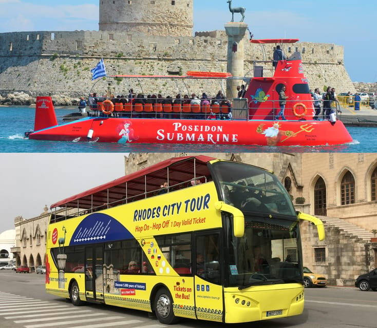 Rhodes: Combo Ticket - Hop On Hop Off Bus & Submarine Cruise - The Underwater Adventure: The Semi-Submarine Cruise
