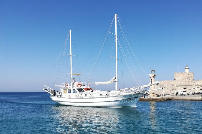 Rhodes Exclusive Sunset Cruise Gourmet Dinner, Drinks Guitar Duet - Swimming and Snorkeling at Kallithea Springs