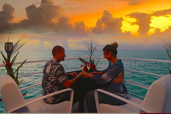 Romantic sunset diner - An Elegant, Intimate Evening on Bora Bora’s Waters
