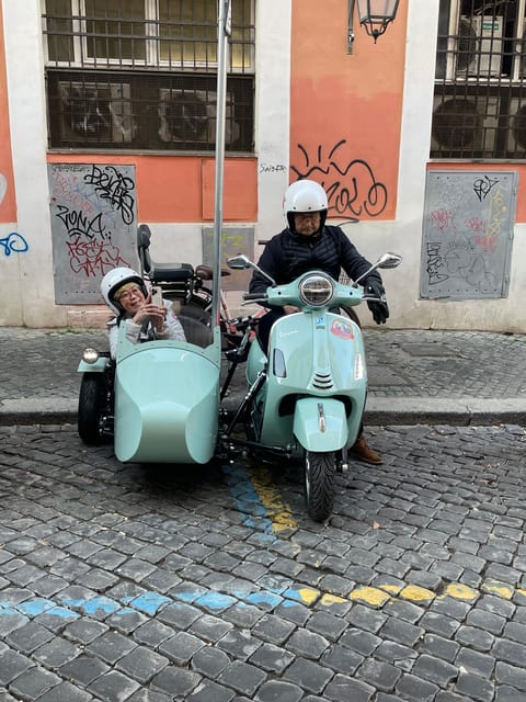 Rome in Vespa 90 Min Vespa Sidecar Privatetour With Gelato - Comfortable Ride in the Worlds First Tandem Vespa Sidecar
