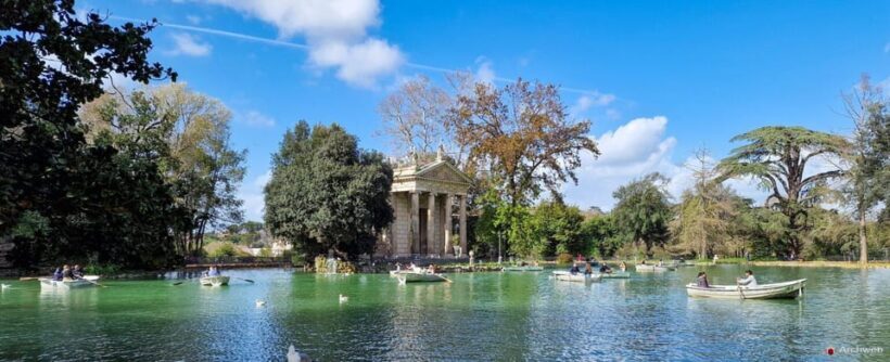 ROME: Villa Borghese Lake tour by boat paddling independently +aperitivo - Introduction