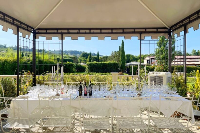 San Gimignano Dinner in terrace with vineyards view - A Scenic and Delicious Evening in Tuscany