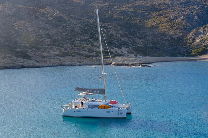 Santorini: Caldera Private Catamaran Cruise with Meal & Drinks - Mesa Pigadia Beach: Seclusion and Serenity