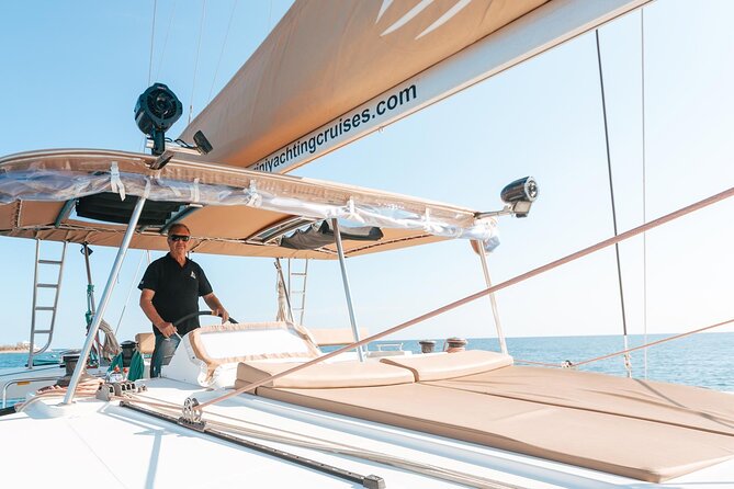 Santorini Catamaran Day Cruise: Lunch, BBQ, Open Bar, Transfers - Private Transportation