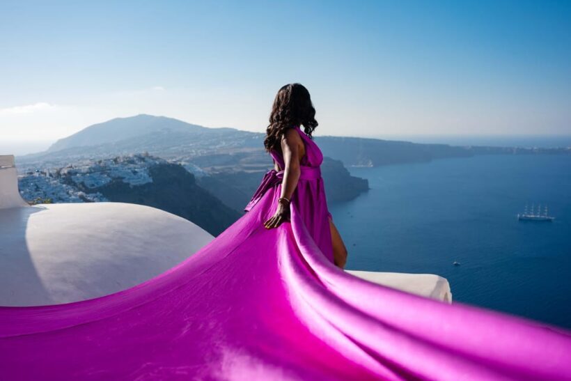 Santorini Flying Dress Photoshoot - The Sum Up
