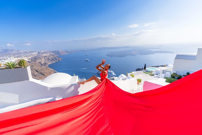Santorini Flying Dress Photoshoot - Donning the Enchanting Flying Dress