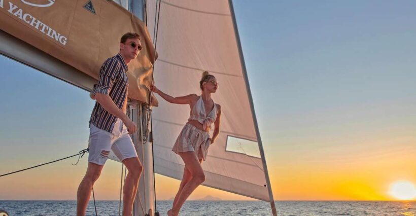Santorini Gold Catamaran Cruise with Snorkel, BBQ & Open Bar - Key Points