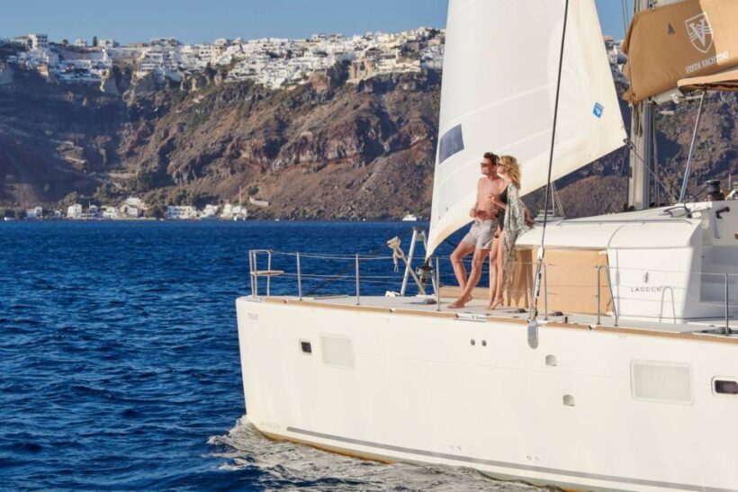 Santorini Gold Catamaran Cruise with Snorkel, BBQ & Open Bar - Lunch & Leisure at Mesa Pigadia