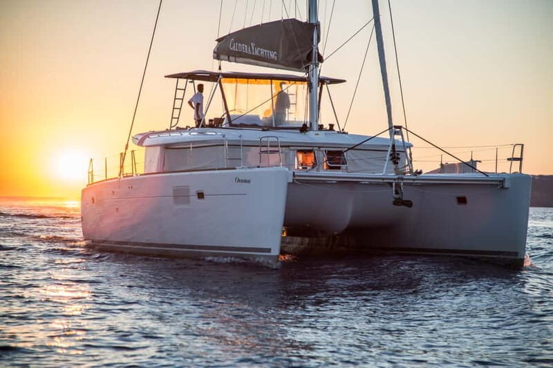 Santorini:All-inclusive Catamaran Cruise with Thirassia Stop - Weather and Route Flexibility