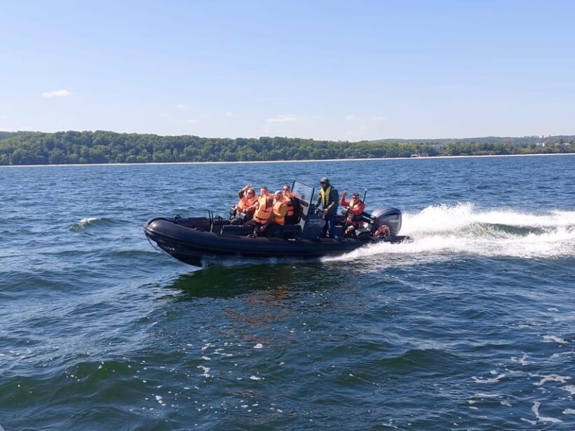 Speed boat at the end of the pier in Sopot. Speed 100 km/h - The Sum Up