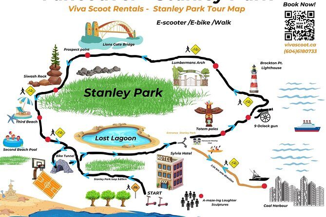 Stanley Park Seawall E-scooter Rental with Self Guided map - Frequently Asked Questions