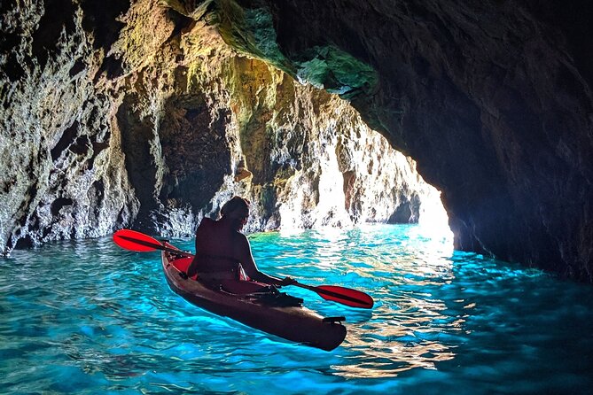 Sunset Kayak Adventure & Caves Tour, Swimming & Aperitif - Exploring the Bay of Poets by Kayak