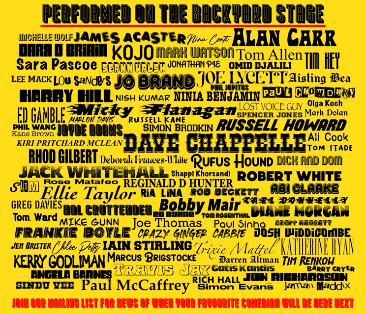 Thursday Night at The Backyard Comedy Club - The Lineup and Performance Style