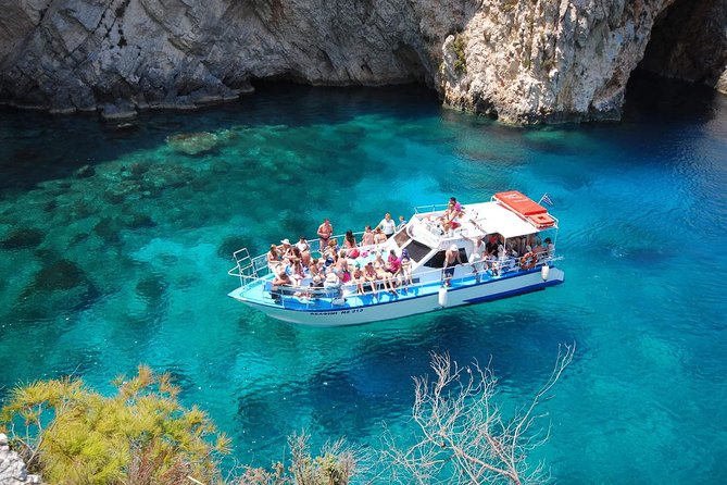 Zakynthos boat tour:Shipwreck& Local blue caves with 3 Swim Stops - The Itinerary in Detail